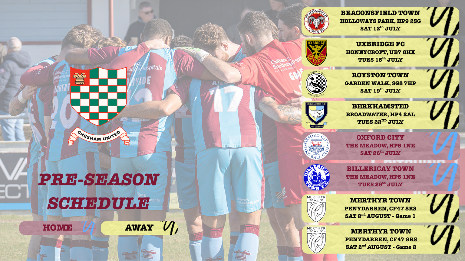 Pre-season plans for 2025/26 confirmed – Chesham United