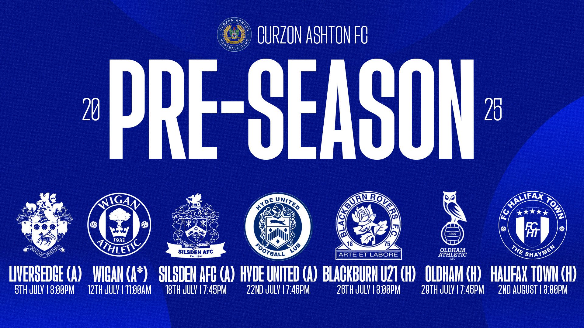 Confirmed | Pre-season Schedule 2025 – Curzon Ashton FC