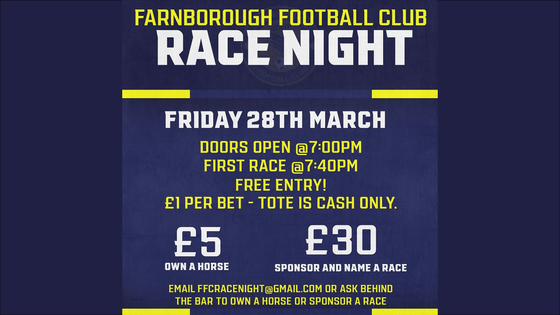 Event: Race Night – Farnborough FC