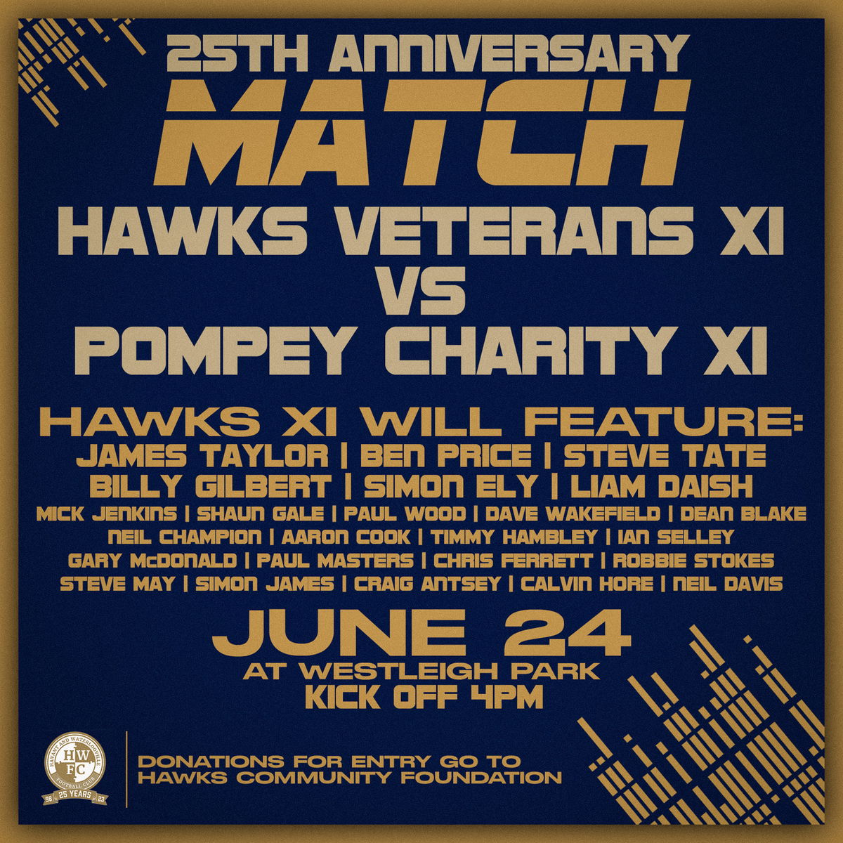 𝟮𝟱𝗧𝗛 𝗔𝗡𝗡𝗜𝗩𝗘𝗥𝗦𝗔𝗥𝗬 𝗠𝗔𝗧𝗖𝗛 – This Saturday!!! – Havant & Waterlooville FC