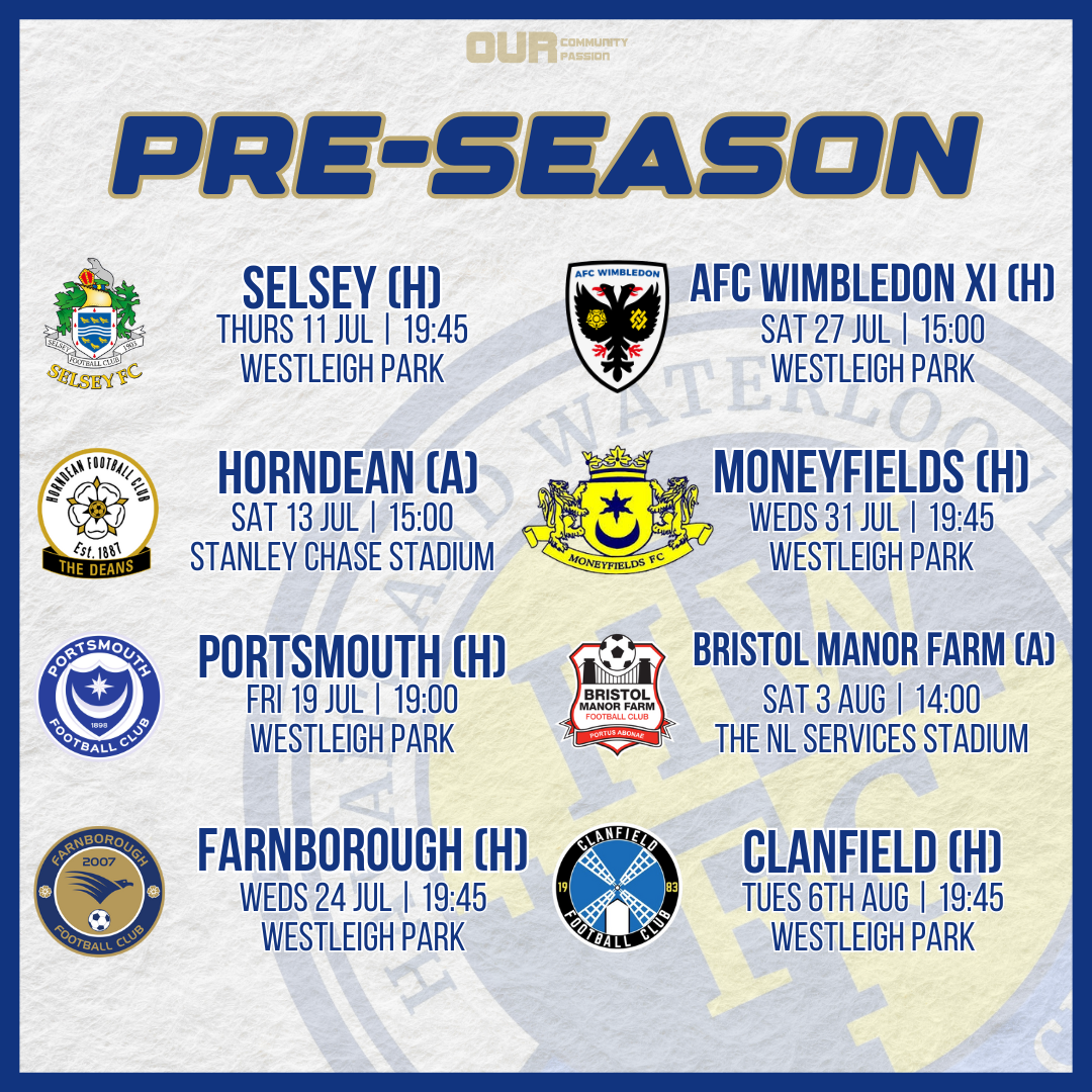 Pre-season Schedule Update – Havant & Waterlooville FC