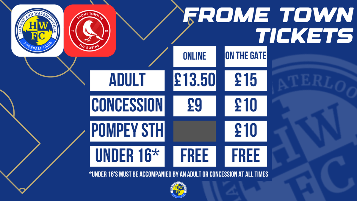 Tickets | Frome Town (H) – Havant & Waterlooville FC