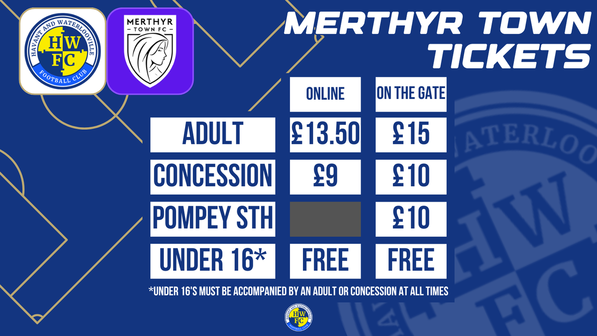 Tickets | Merthyr Town (H) – Havant & Waterlooville FC