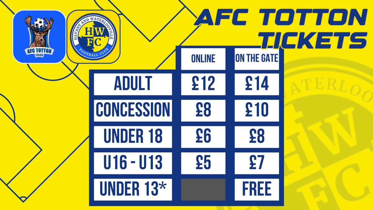 Tickets | AFC Totton (A) – Havant & Waterlooville FC