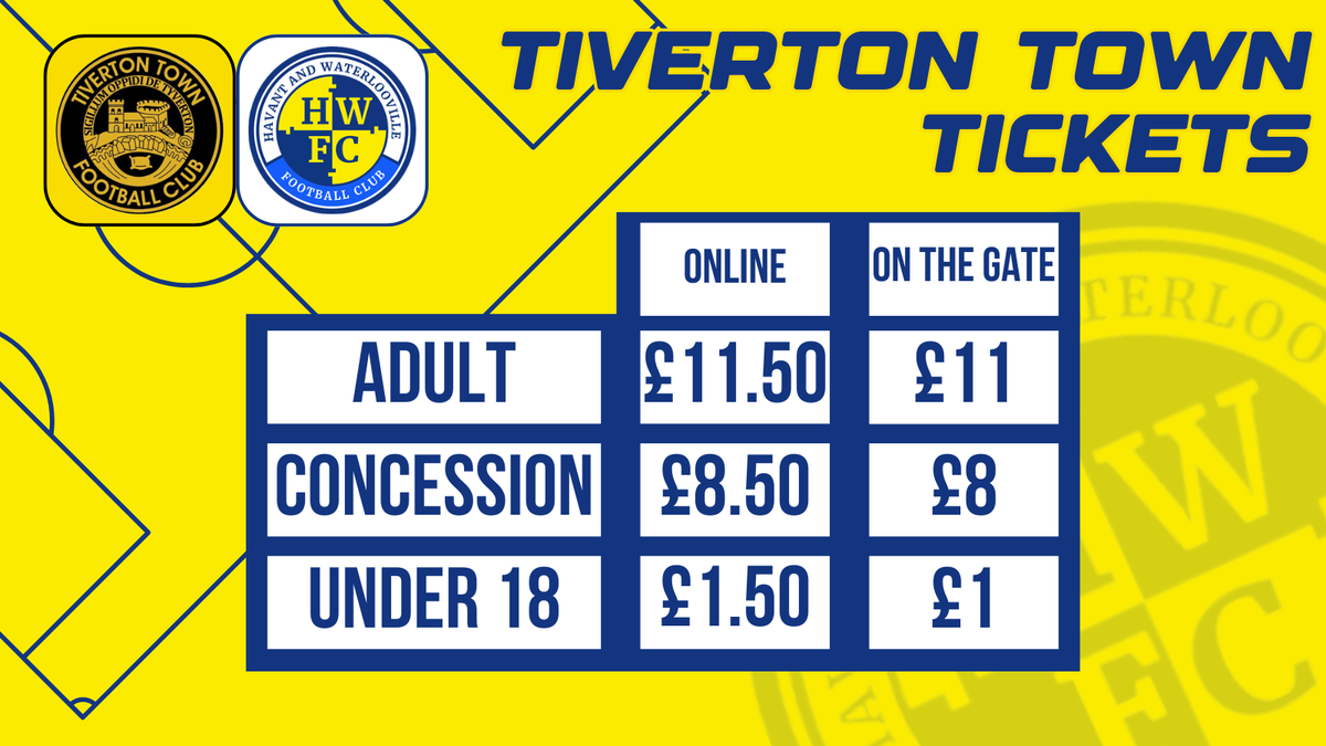 Tickets | Tiverton Town (A) Rearranged – Havant & Waterlooville FC