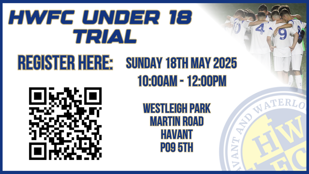 HWFC Under 18’s Trial May 2025 – Havant & Waterlooville FC