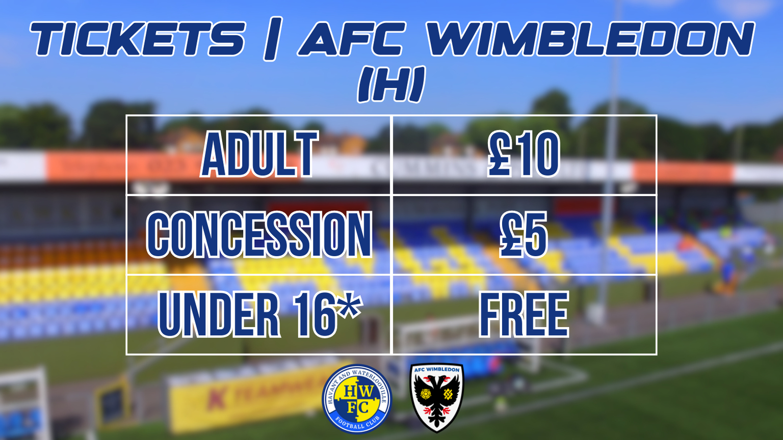 Tickets | AFC Wimbledon XI (H) – Havant & Waterlooville FC
