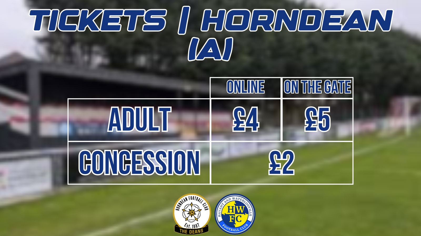 Tickets | Horndean (A) – Havant & Waterlooville FC