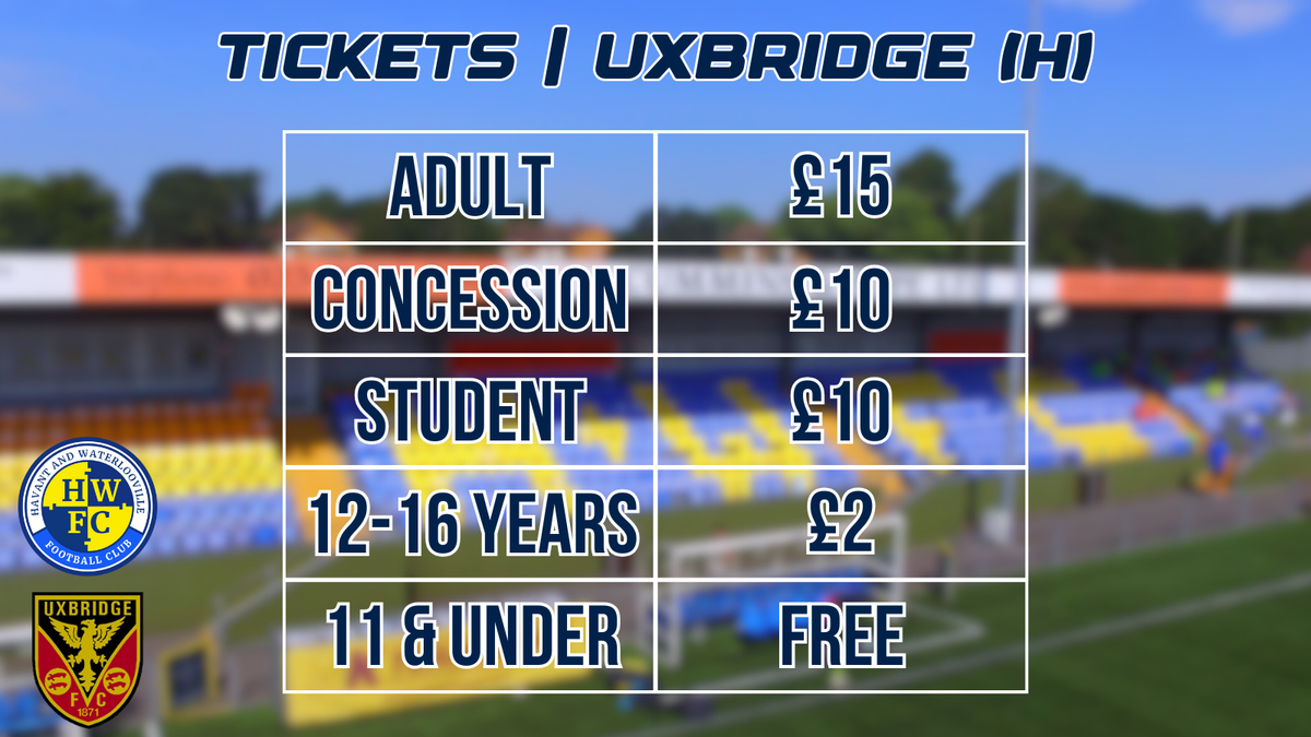 Tickets | Uxbridge (H) – Havant & Waterlooville FC