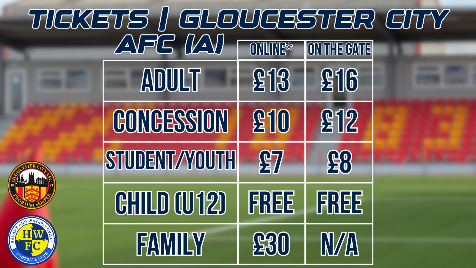 Tickets | Gloucester City AFC (A) – Havant & Waterlooville FC