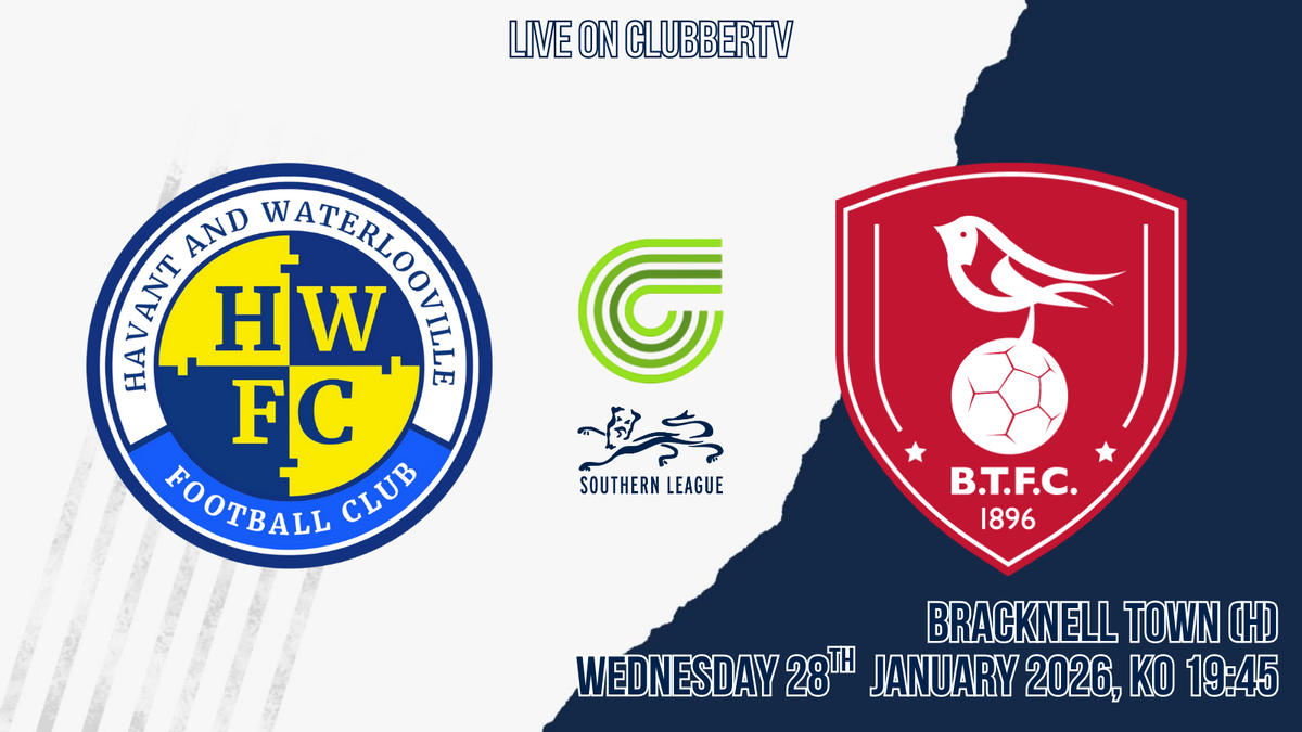 Live on ClubberTV | Bracknell Town (H) – Havant & Waterlooville FC