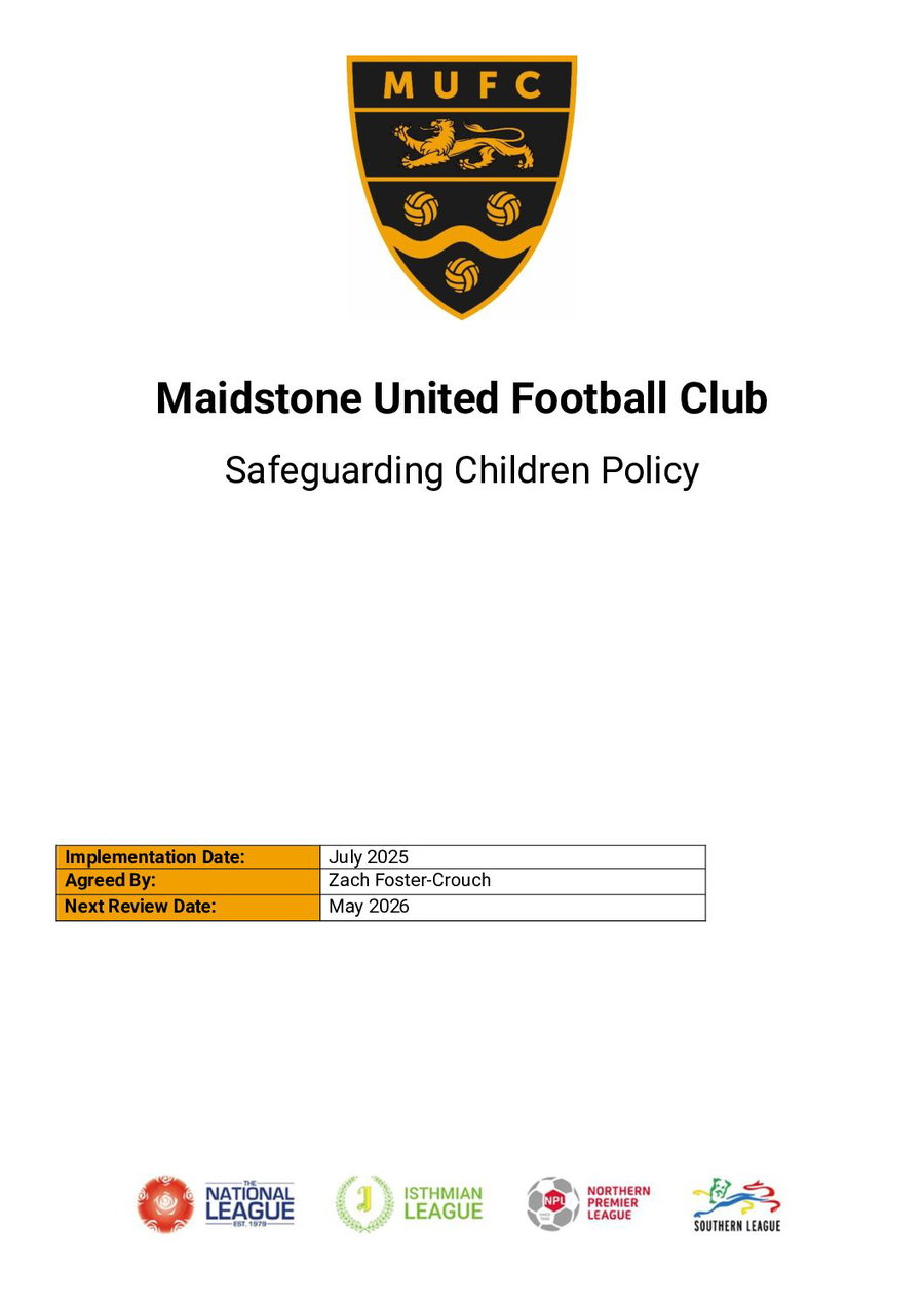 Safeguarding Children Policy – Maidstone United