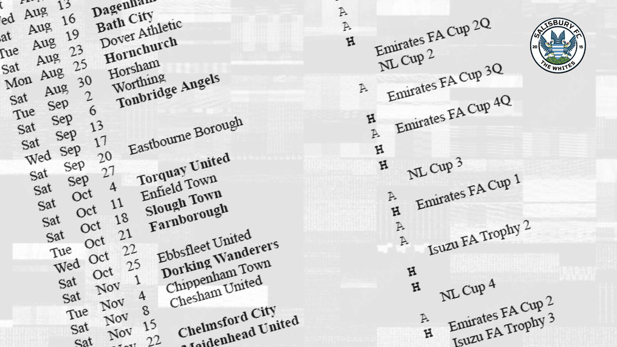 2025/26 Fixtures Announced – Salisbury FC