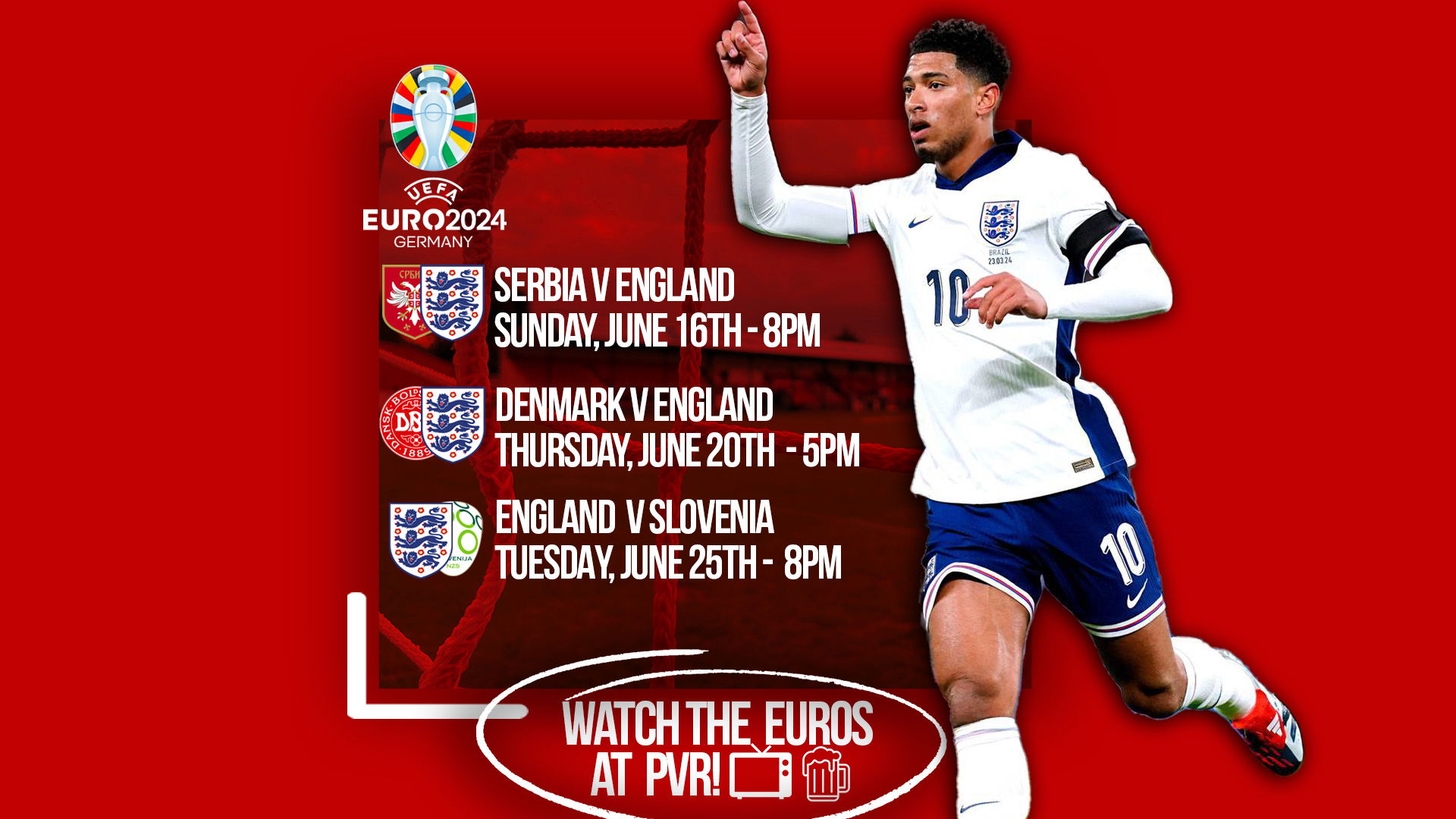 Reserve tables for England’s Euro 2024 games at Park View Road ...